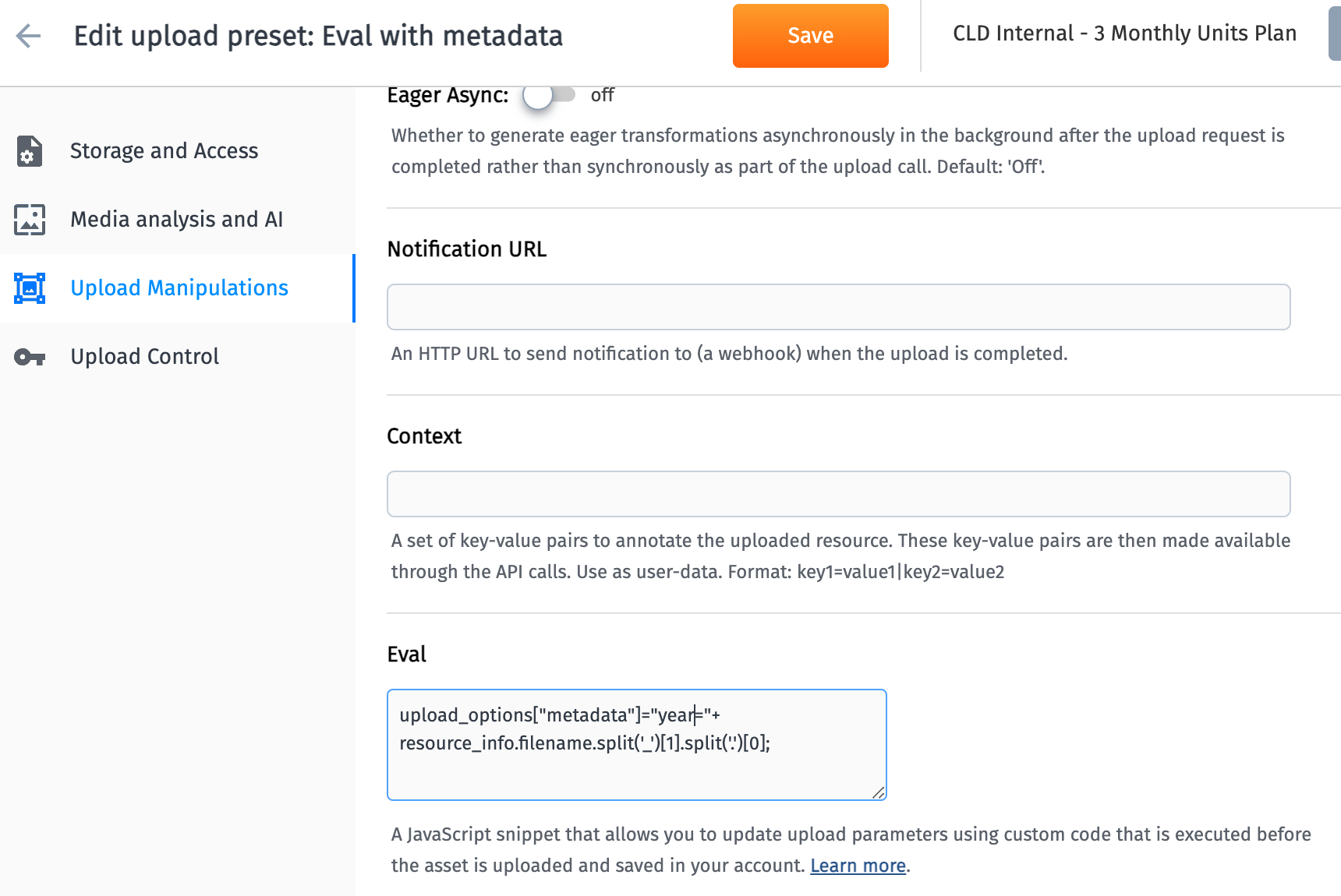 How To Implement Eval And Onsuccess In My Upload Request Cloudinary Support